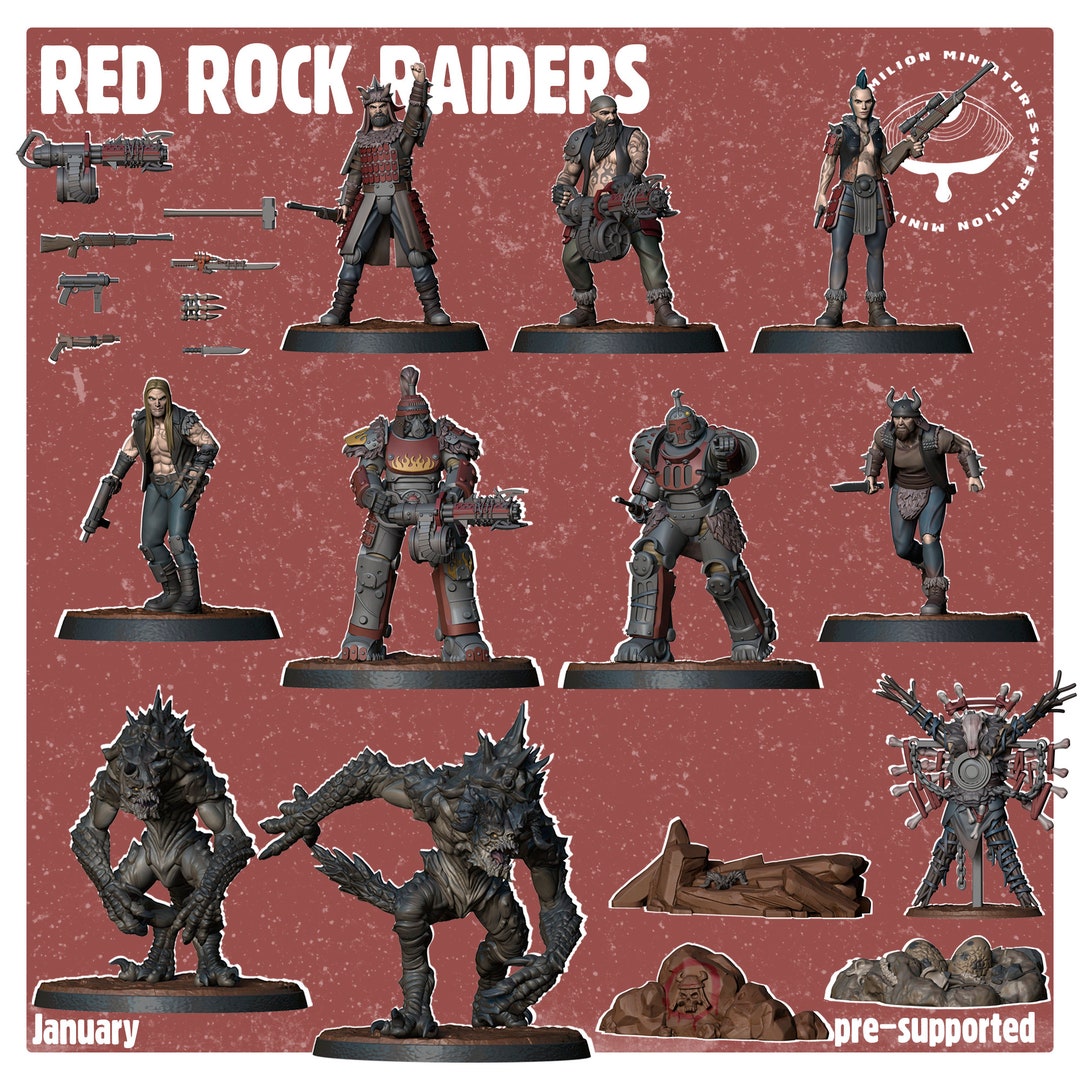 Red Rock Raiders | Post Apocalypse Minis by Vermillion | 3D Printed ...