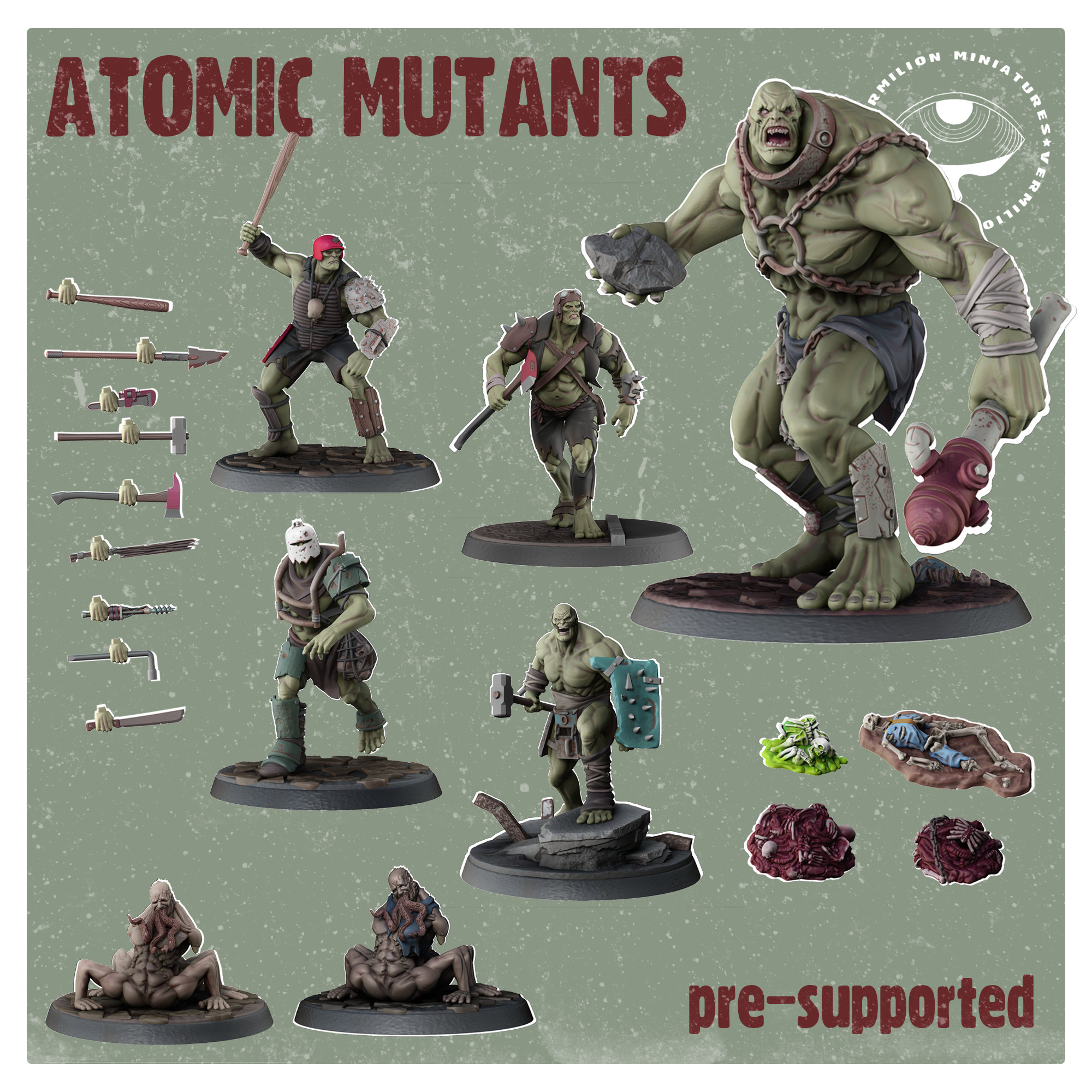 Big Green Post Apoc Mutants | Post Apocalypse Minis by Vermillion | 3D ...