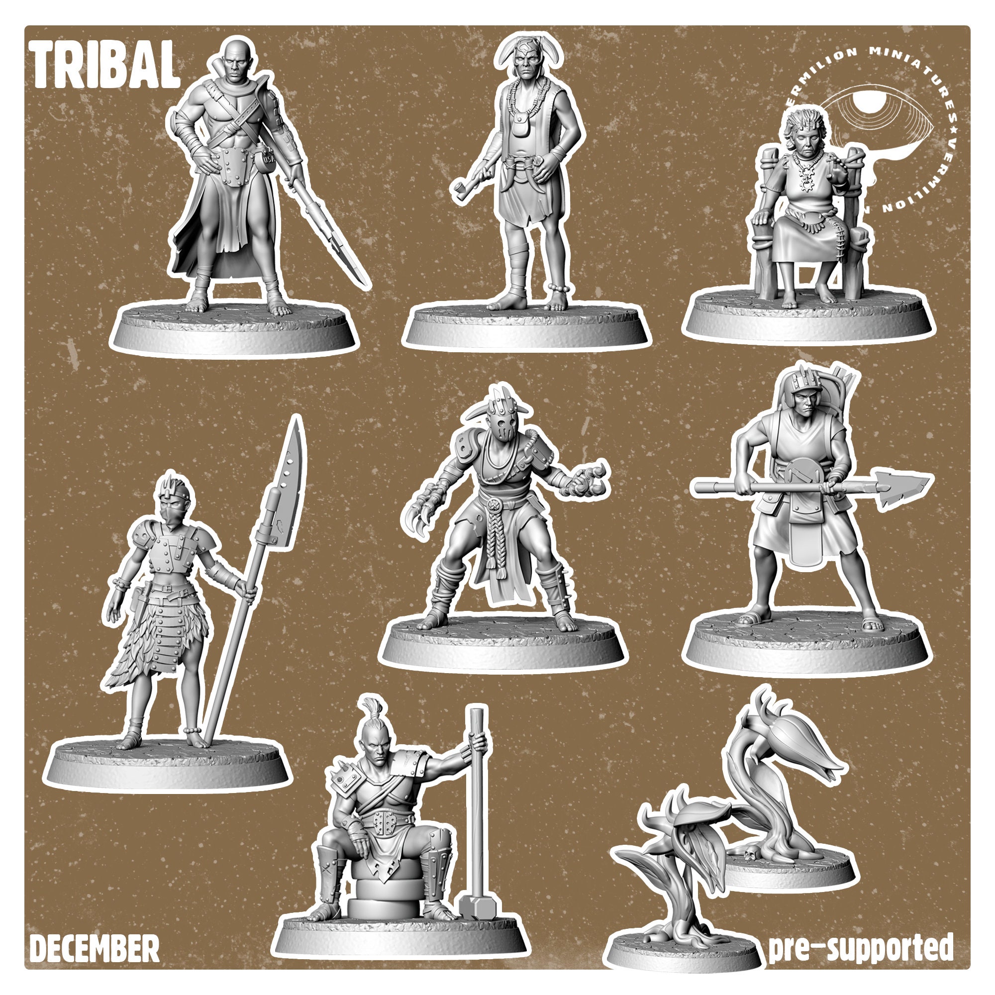 Tribal Post Apocalypse Minis by Vermillion 3D Printed Wargaming Proxies ...