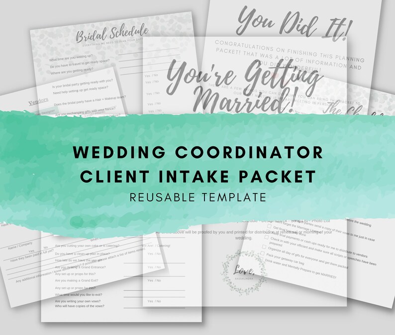 Wedding Coordinator - Client Intake Packet Template - Etsy