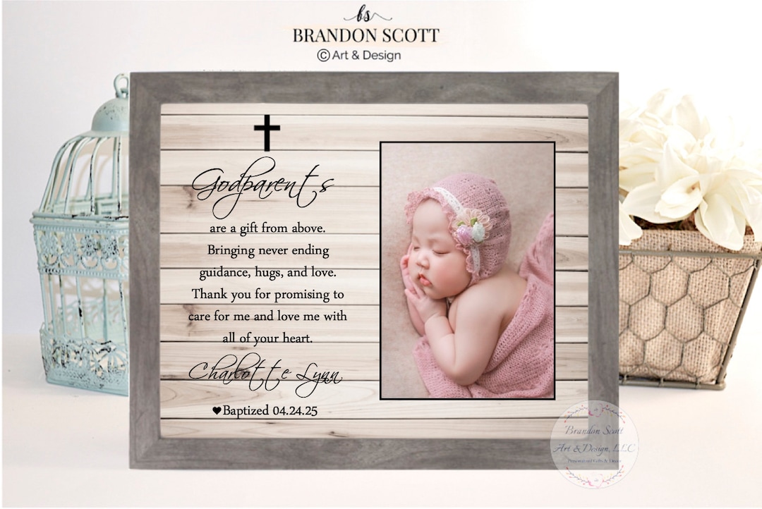 Personalized Godparent Gift Frame: Baptism Christening Frame, Gift for ...
