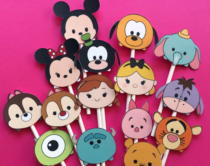Tsum Tsum Disney Inspired Cupcake Toppers, Tsum Tsum Party, Disney ...