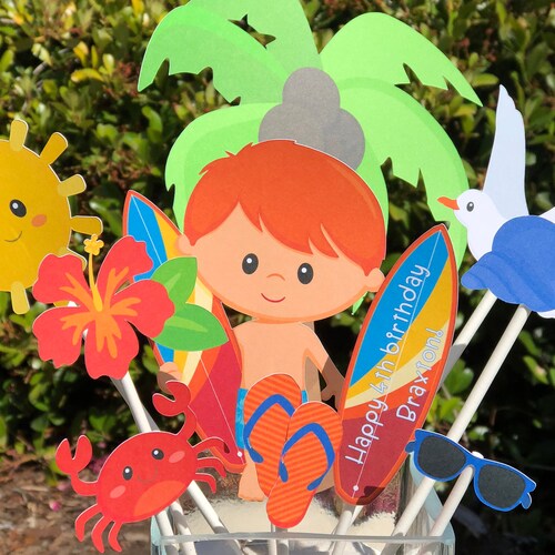 Surfer Boy Centerpiece Topper Pieces Surfer Boys Beach - Etsy