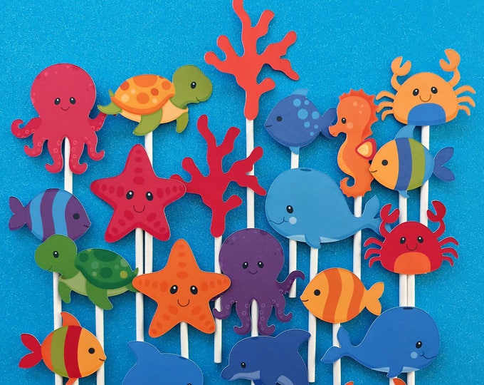 Sea Cupcake Toppers, Ocean Cupcake Topper, Under the Sea Cupcake ...
