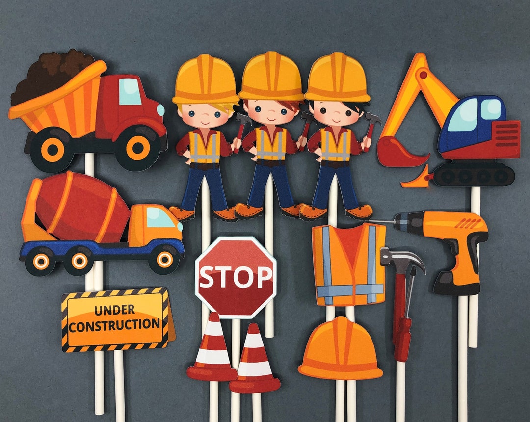 Construction Theme Cupcake Toppers Construction Theme - Etsy