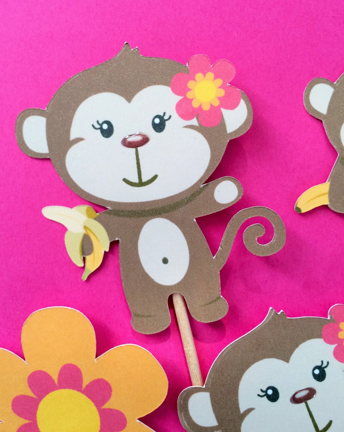 Monkey Cupcake Toppers Monkey Toppers Animal Cupcake Topper - Etsy