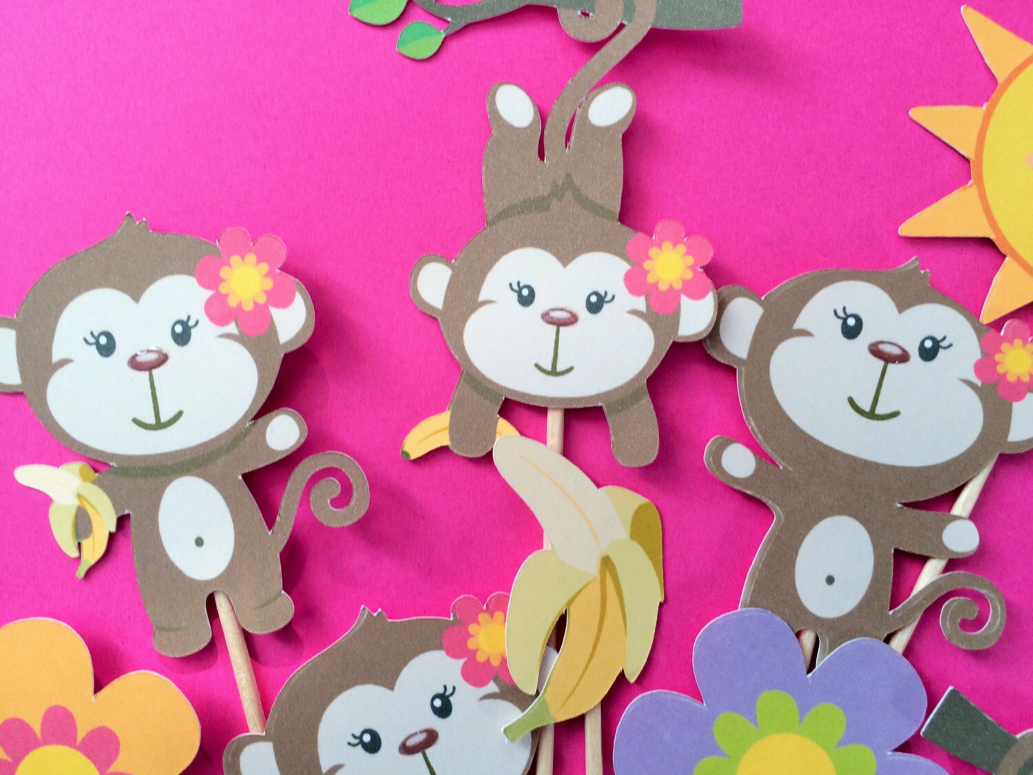 Monkey Cupcake Toppers Monkey Toppers Animal Cupcake Topper - Etsy