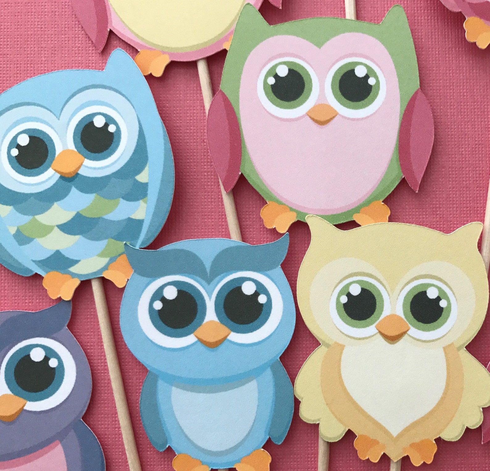 Owls Cupcake Toppers Owls Cake Toppers Owls Party Cupcake | Etsy