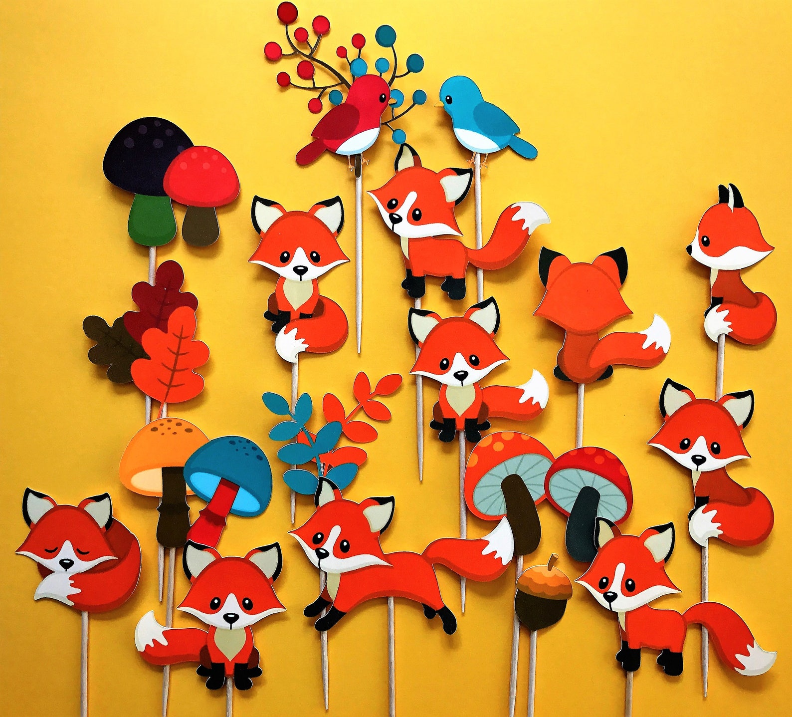 Fox cupcake toppers fox toppers fox theme party fox | Etsy