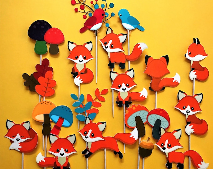 Fox Cupcake Toppers, Fox Toppers, Fox Theme Party, Fox Birthday, Fox ...