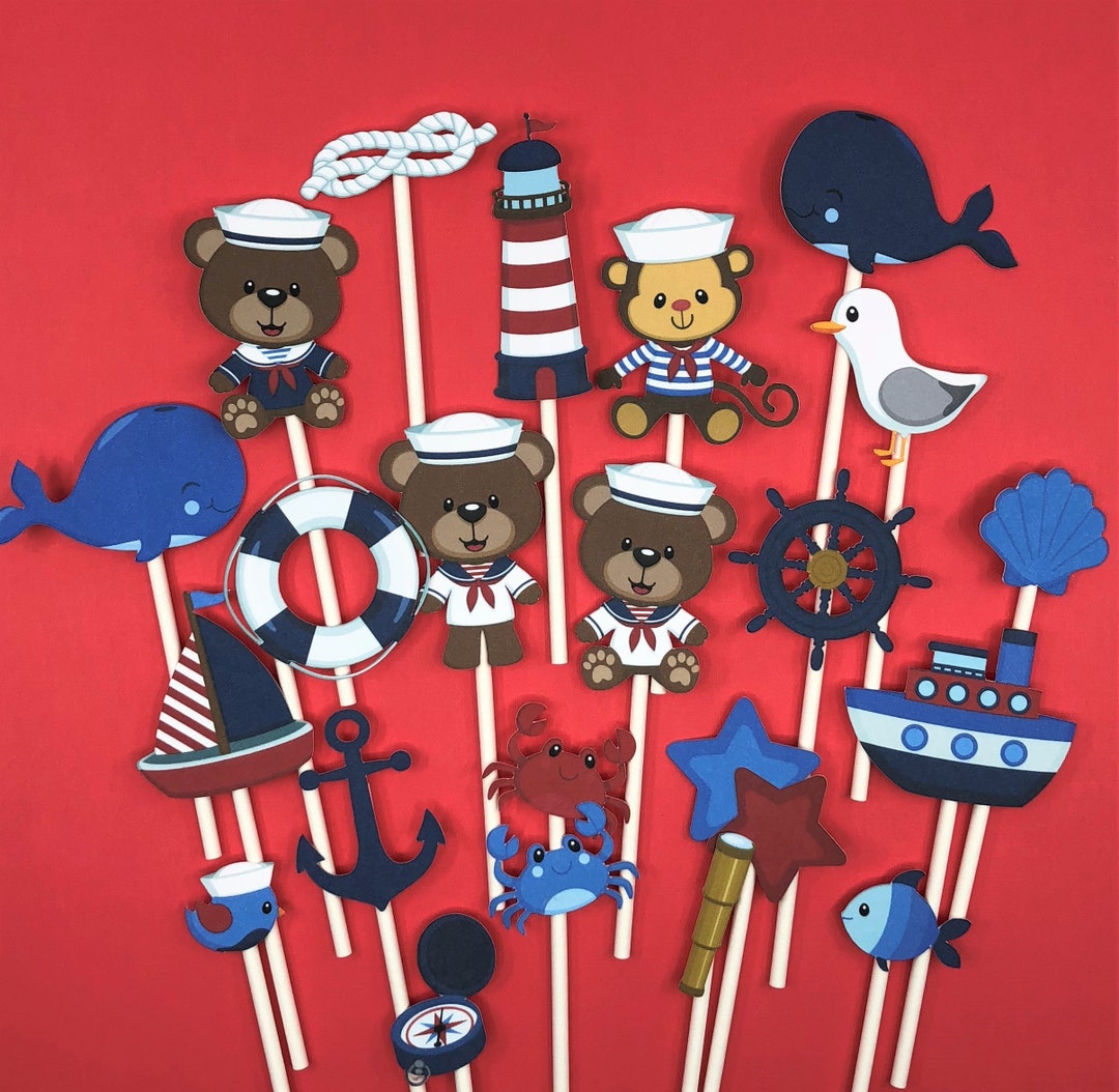 Nautical Cupcake Toppers Sailor Boy Birthday Nautical Theme - Etsy