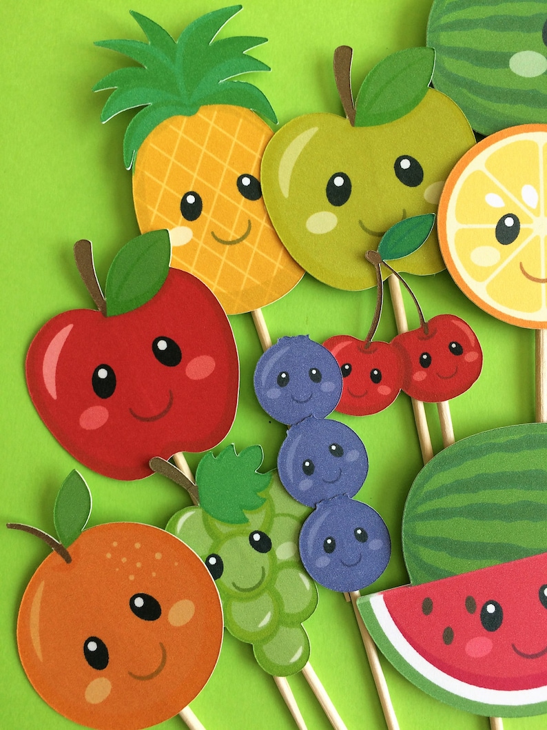 Fruit Cupcake Toppers Fruits Toppers Fruits Cake Topper - Etsy