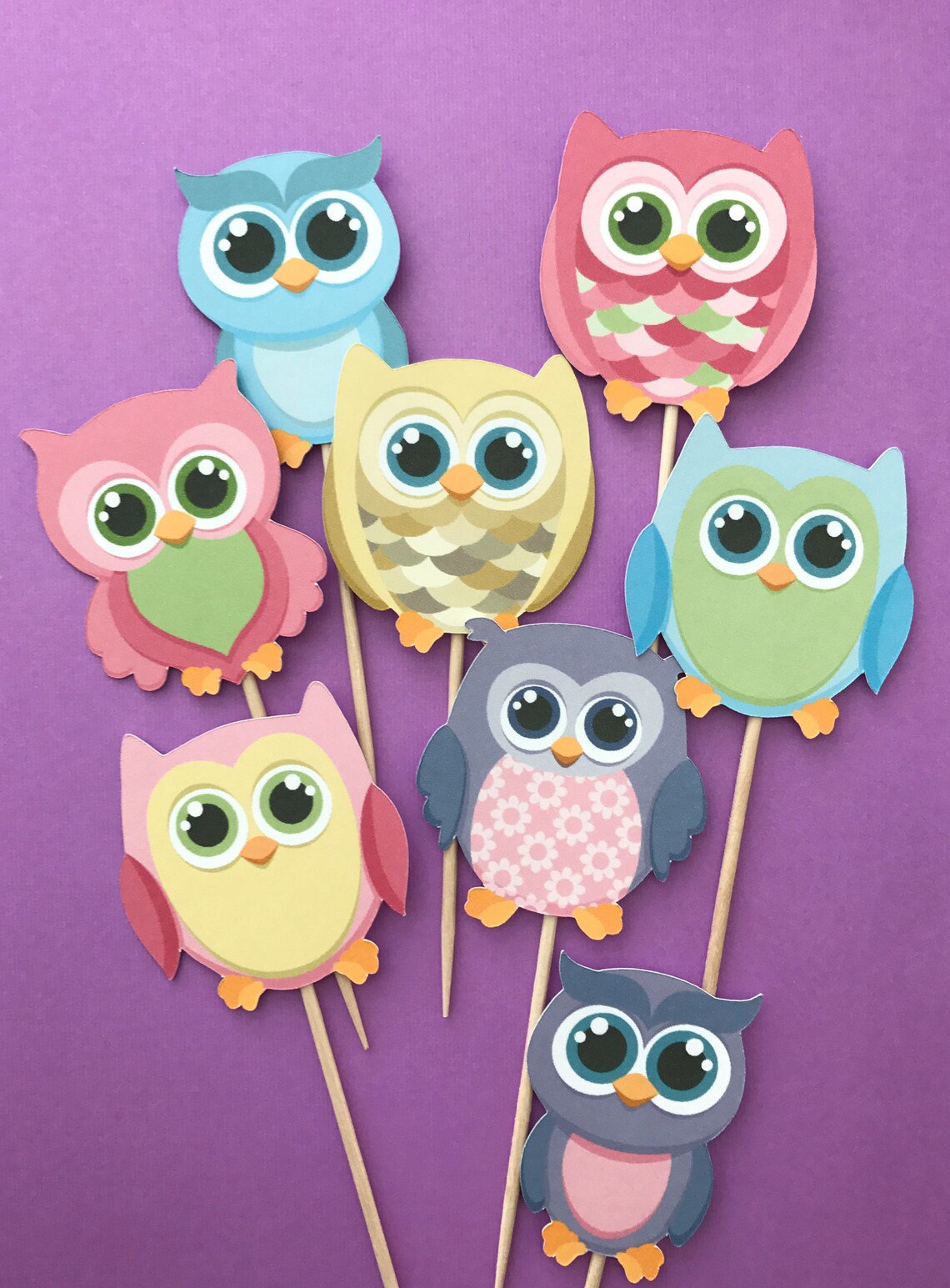 Owls Cupcake Toppers Owls Cake Toppers Owls Party Cupcake | Etsy