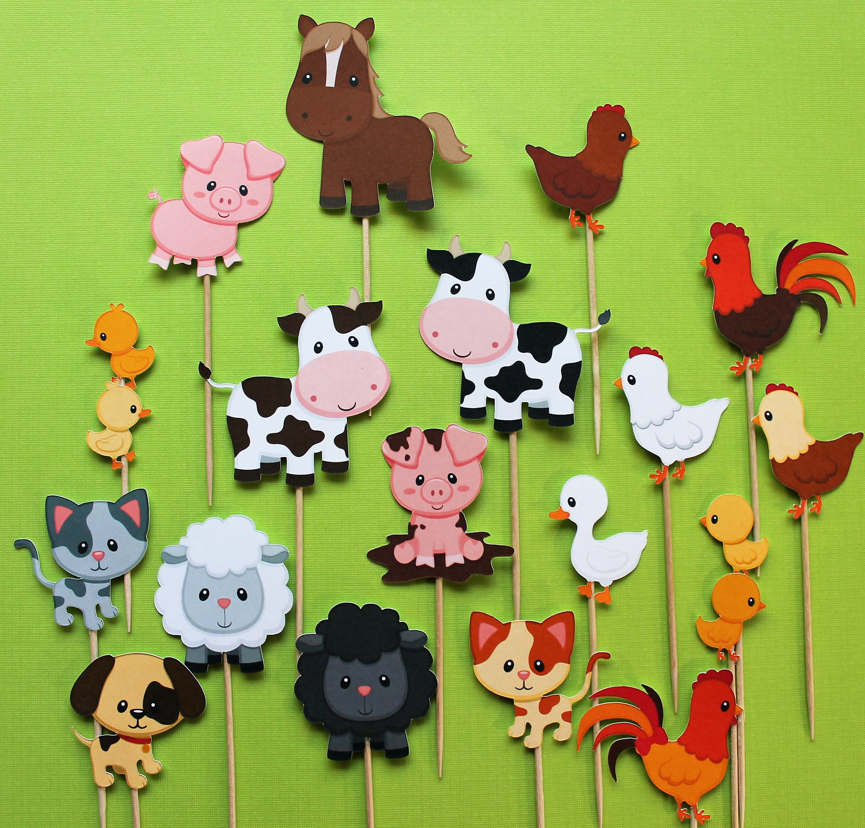 Farm Animals Cupcake Toppers 15 Farm Animal Cupcake Toppers | Etsy