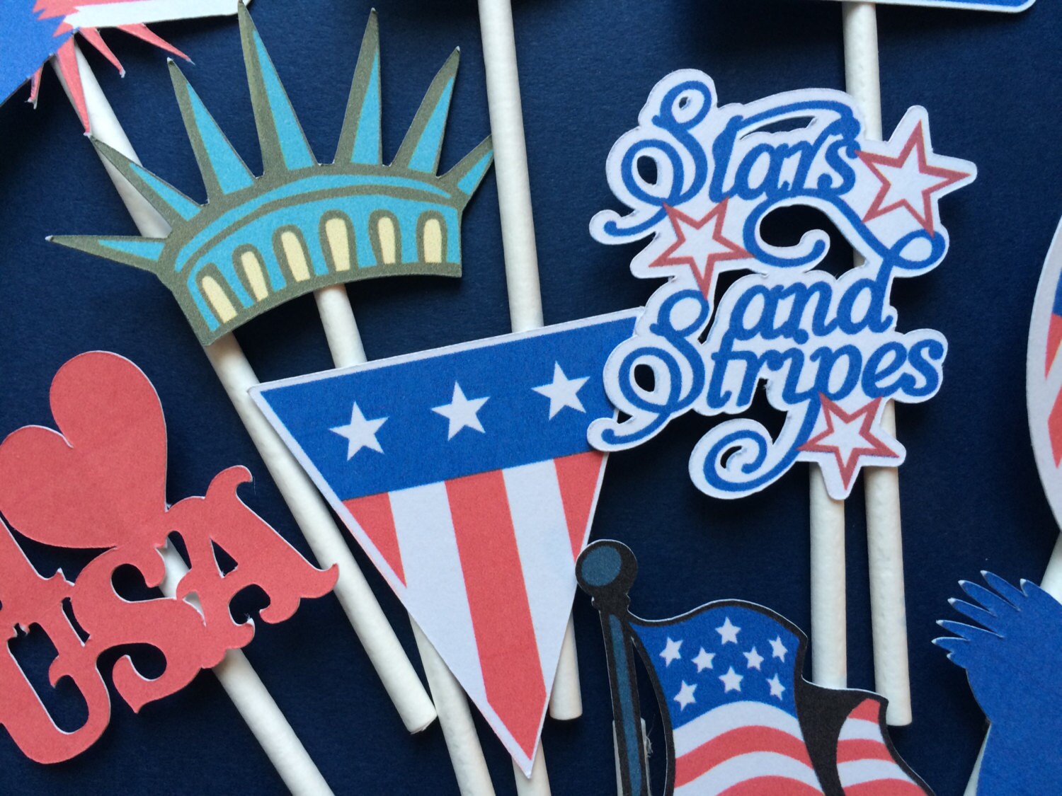 12 Fourth of July Cupcake Toppers or Burger Toppers BBQ Party - Etsy