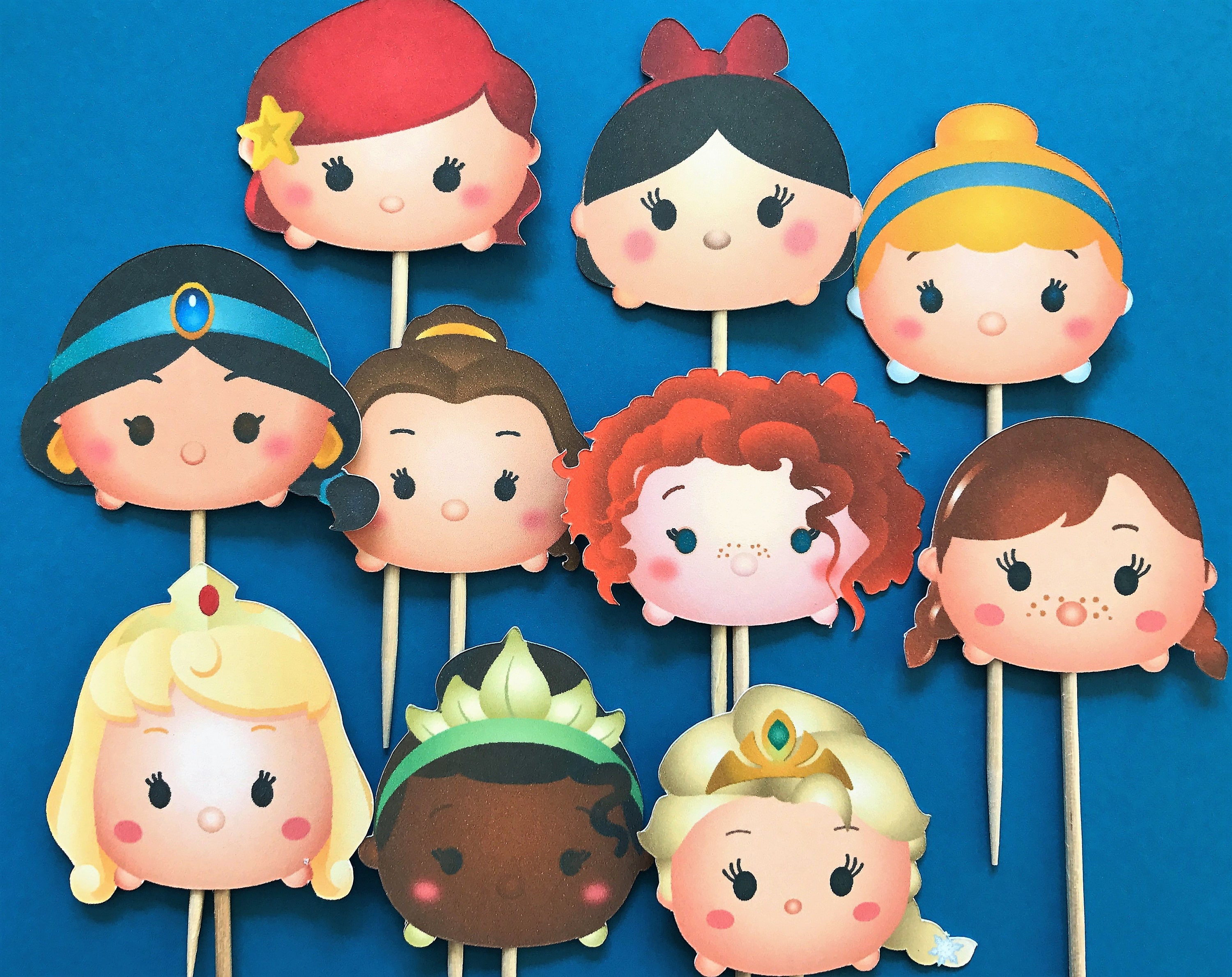 Tsum Tsum Disney princesses cupcake toppers 10 toppers | Etsy