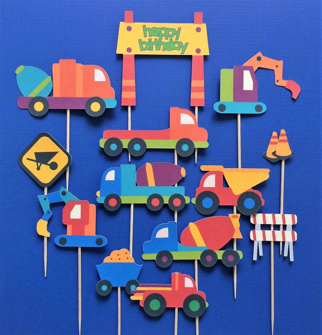 Construction Theme Cupcake Toppers, Construction Toppers, Truck Toppers ...