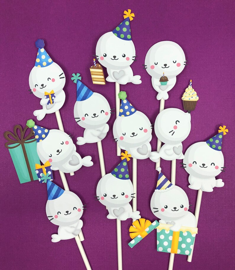 Seal Cupcake Toppers White Seal Toppers Seal Theme Birthday | Etsy