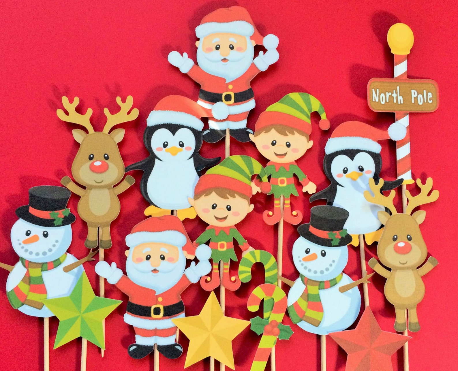 Christmas Cupcake Toppers Rudolph Toppers Elf Toppers Santa - Etsy