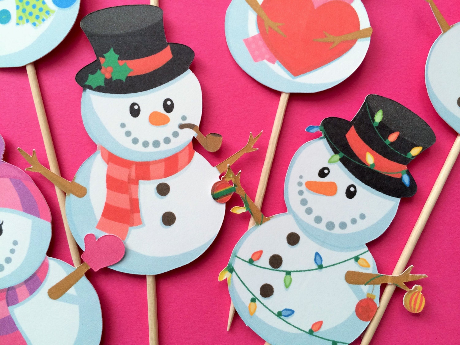 Snowman Cupcake Toppers 9 Snowman Toppers Snowmen Toppers - Etsy