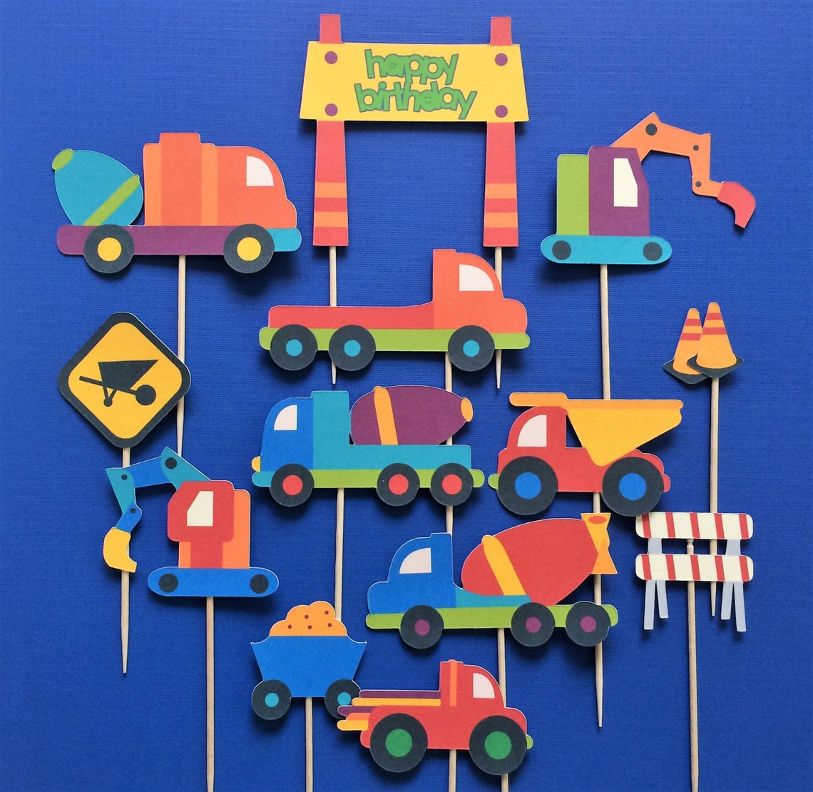 Construction Theme Cupcake Toppers Construction Toppers - Etsy