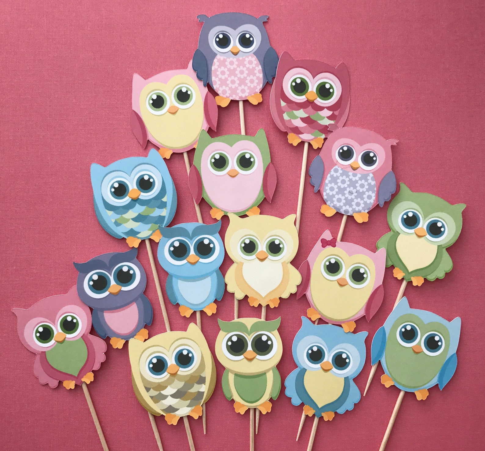 Owls Cupcake Toppers Owls Cake Toppers Owls Party Cupcake | Etsy