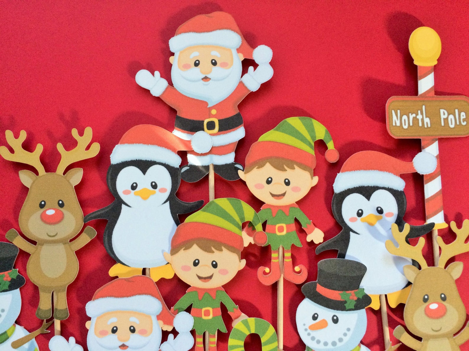 Christmas Cupcake Toppers Rudolph Toppers Elf Toppers Santa - Etsy