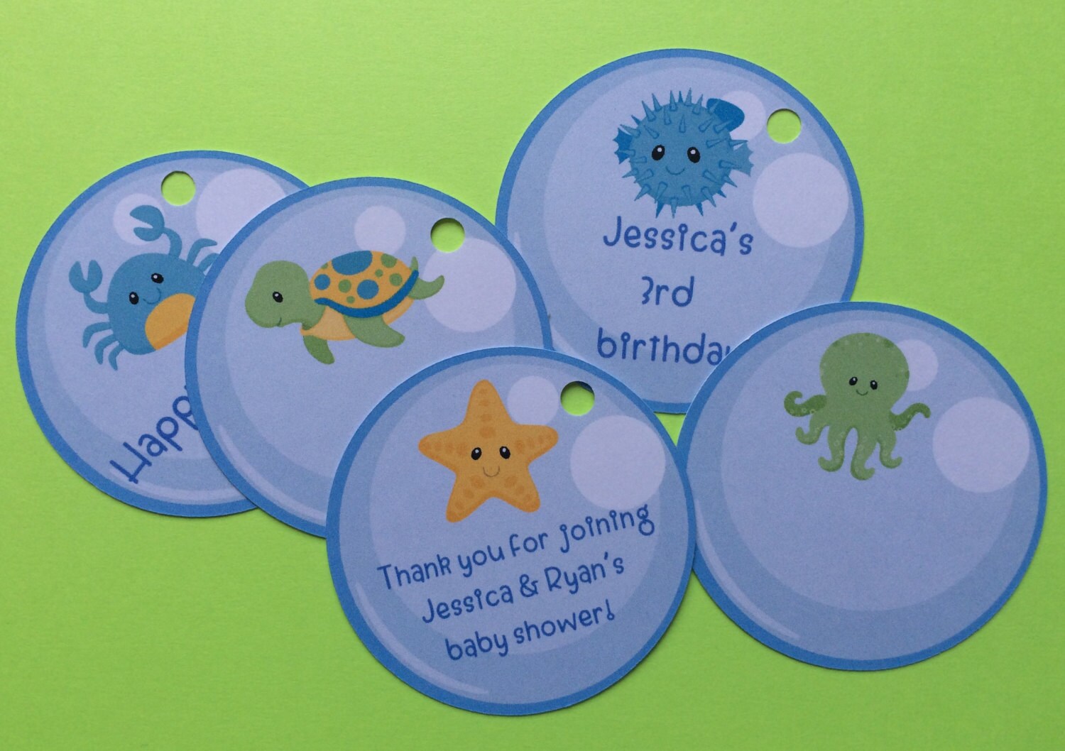 10 Sea Creatures Favor Tags Birthday Party Fovor Tags Tags - Etsy
