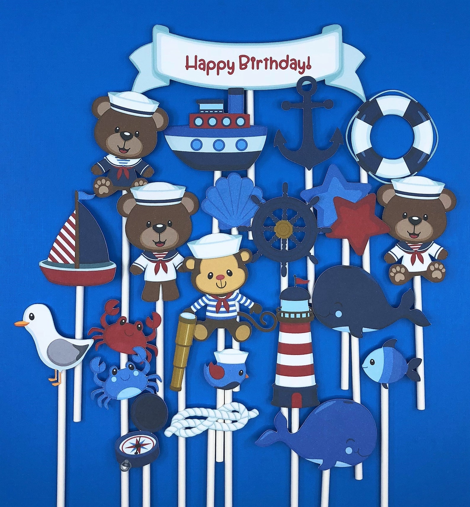 Nautical Cupcake Toppers Sailor Boy Birthday Nautical Theme - Etsy