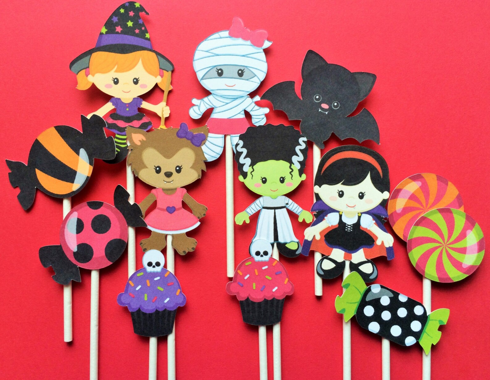 Halloween Cupcake Toppers 12 Halloween Toppers Halloween - Etsy