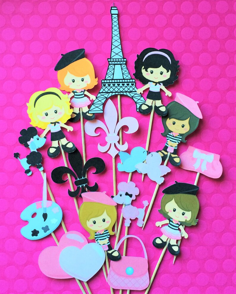 Paris/french Cupcake Toppers 16 Paris Party Toppers Paris | Etsy