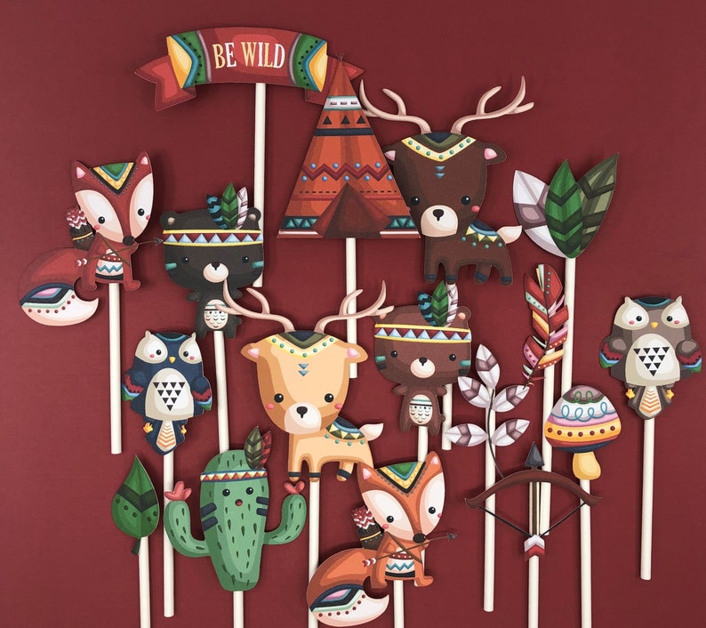 Tribal Animals Cupcake Toppers Tribal Theme Party Tribal - Etsy