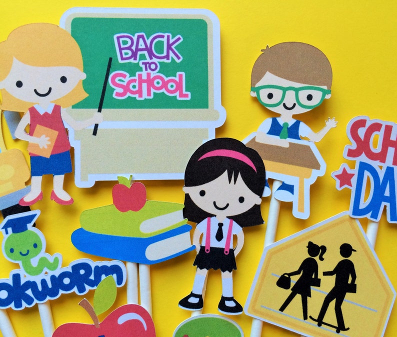 School Theme Cupcake Toppers School Toppers School Cake - Etsy