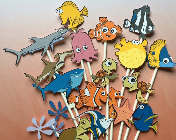 Finding Nemo Cupcake Toppers, Sea Life Cupcake Toppers, Nemo Cupcake ...