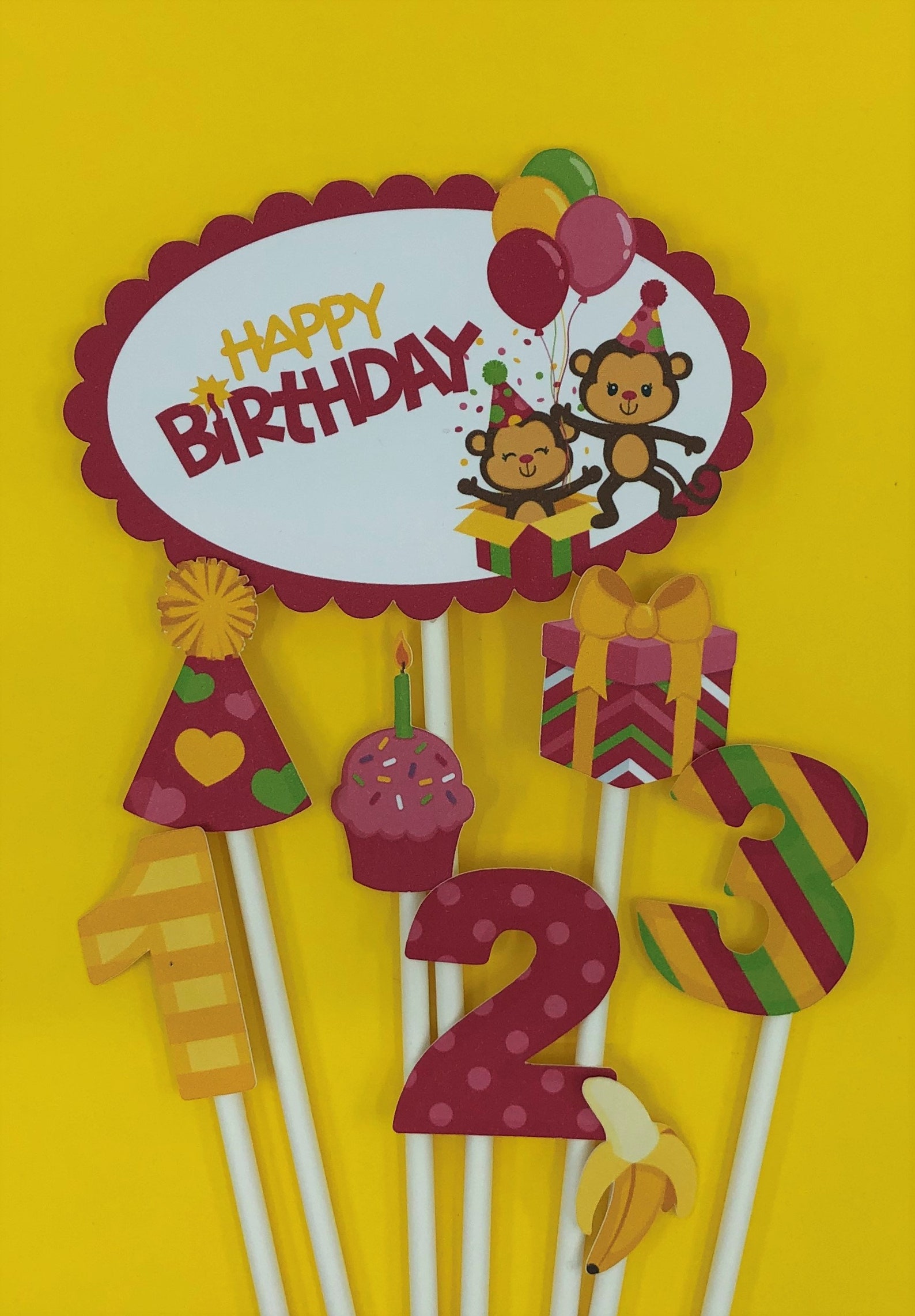 Monkey Cupcake Toppers Monkey Birthday Toppers Monkey - Etsy