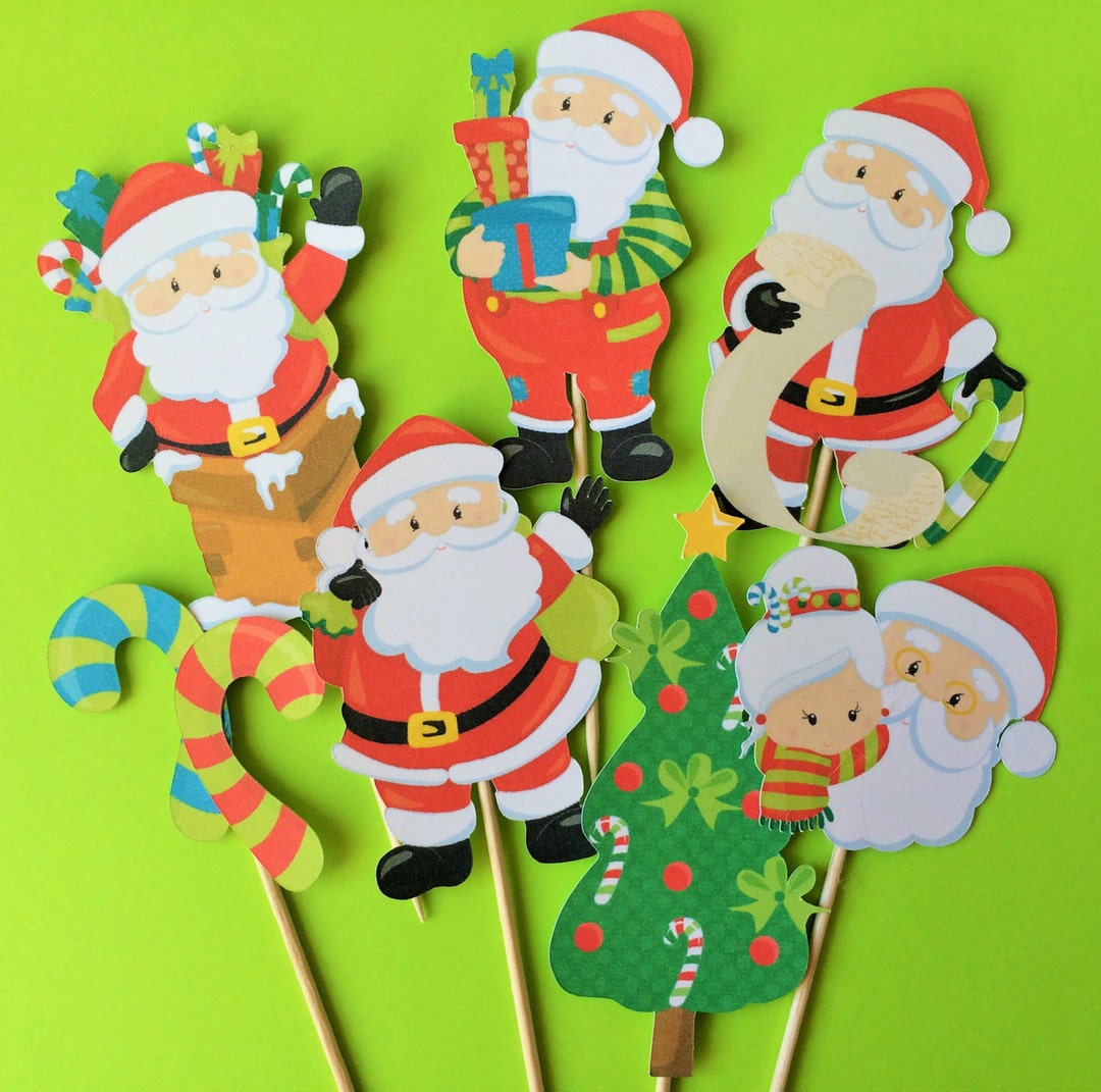 Santa Cupcake Toppers 14 Santa Toppers Santa Claus Toppers - Etsy
