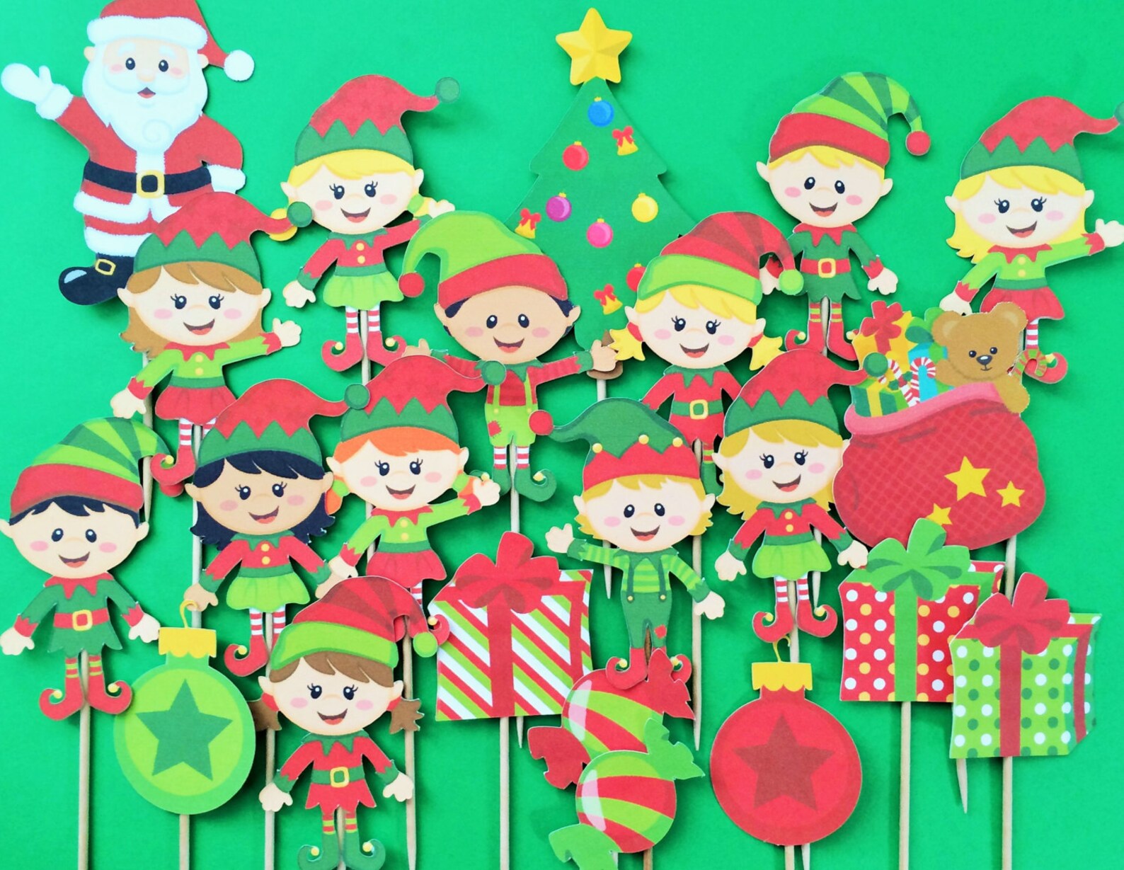 Christmas Cupcake Toppers Elf Toppers Santa Cupcake Topper - Etsy