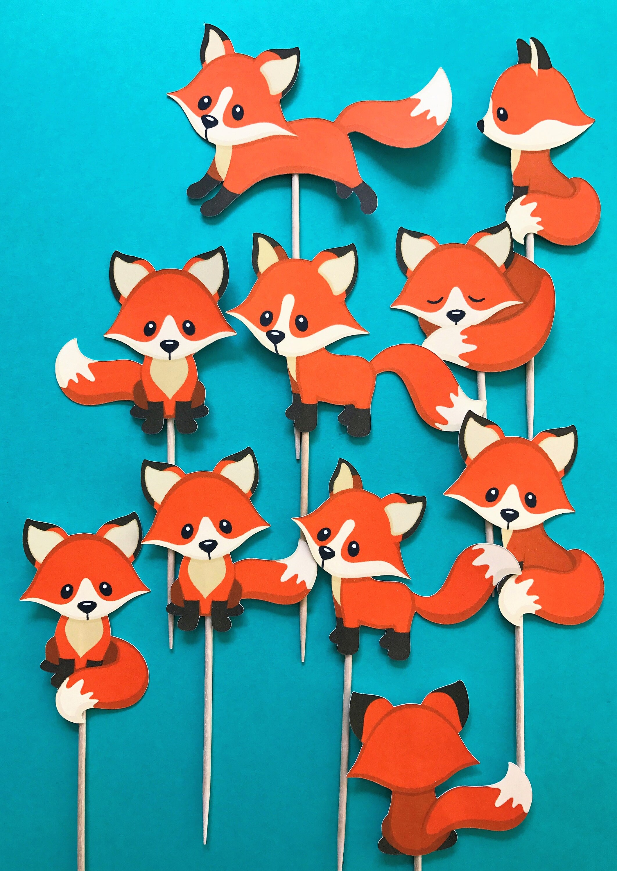 Fox Cupcake Toppers Fox Toppers Fox Theme Party Fox - Etsy