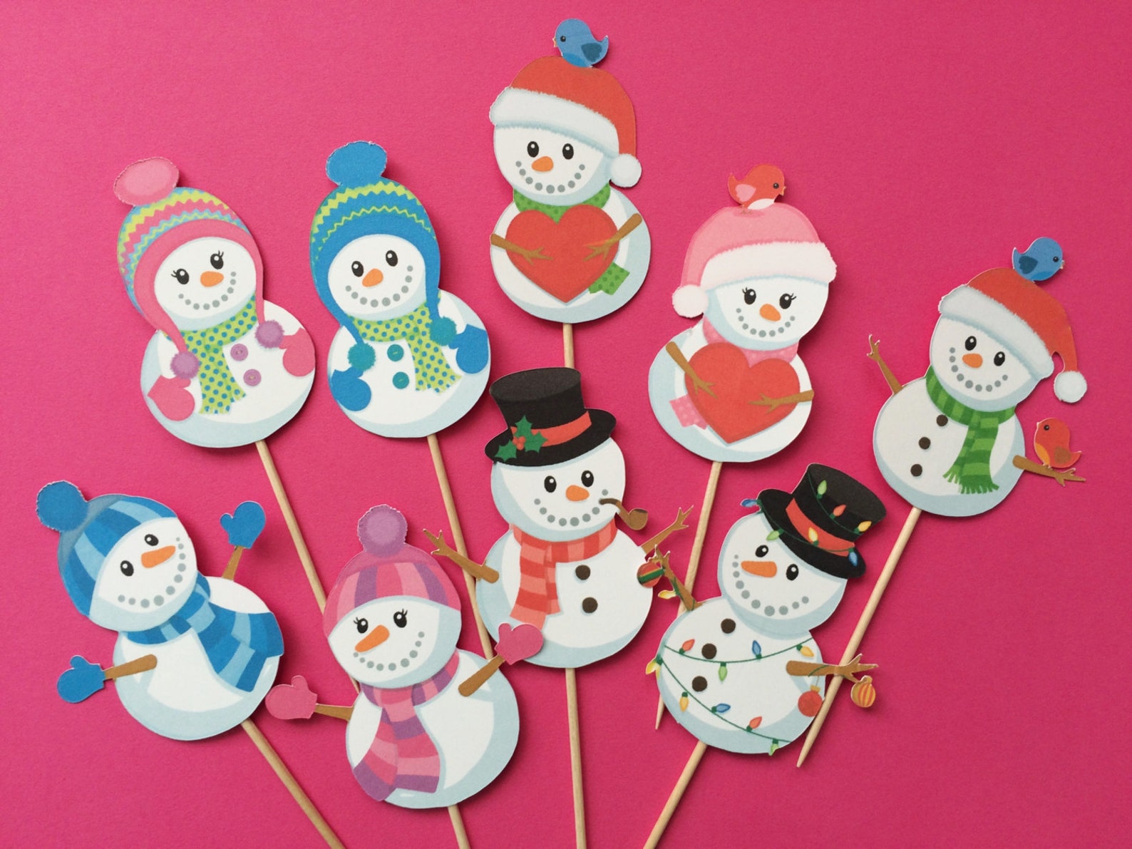 Snowman Cupcake Toppers 9 Snowman Toppers Snowmen Toppers - Etsy