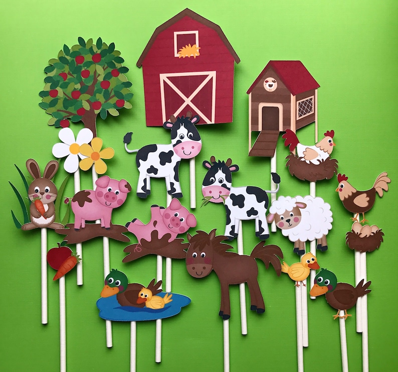 Farm Animals Cupcake Toppers 18 Farm Animal Cupcake Toppers - Etsy
