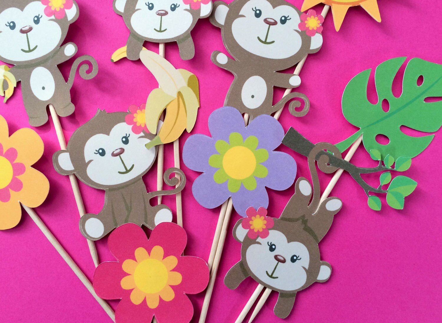 Monkey Cupcake Toppers Monkey Toppers Animal Cupcake Topper - Etsy