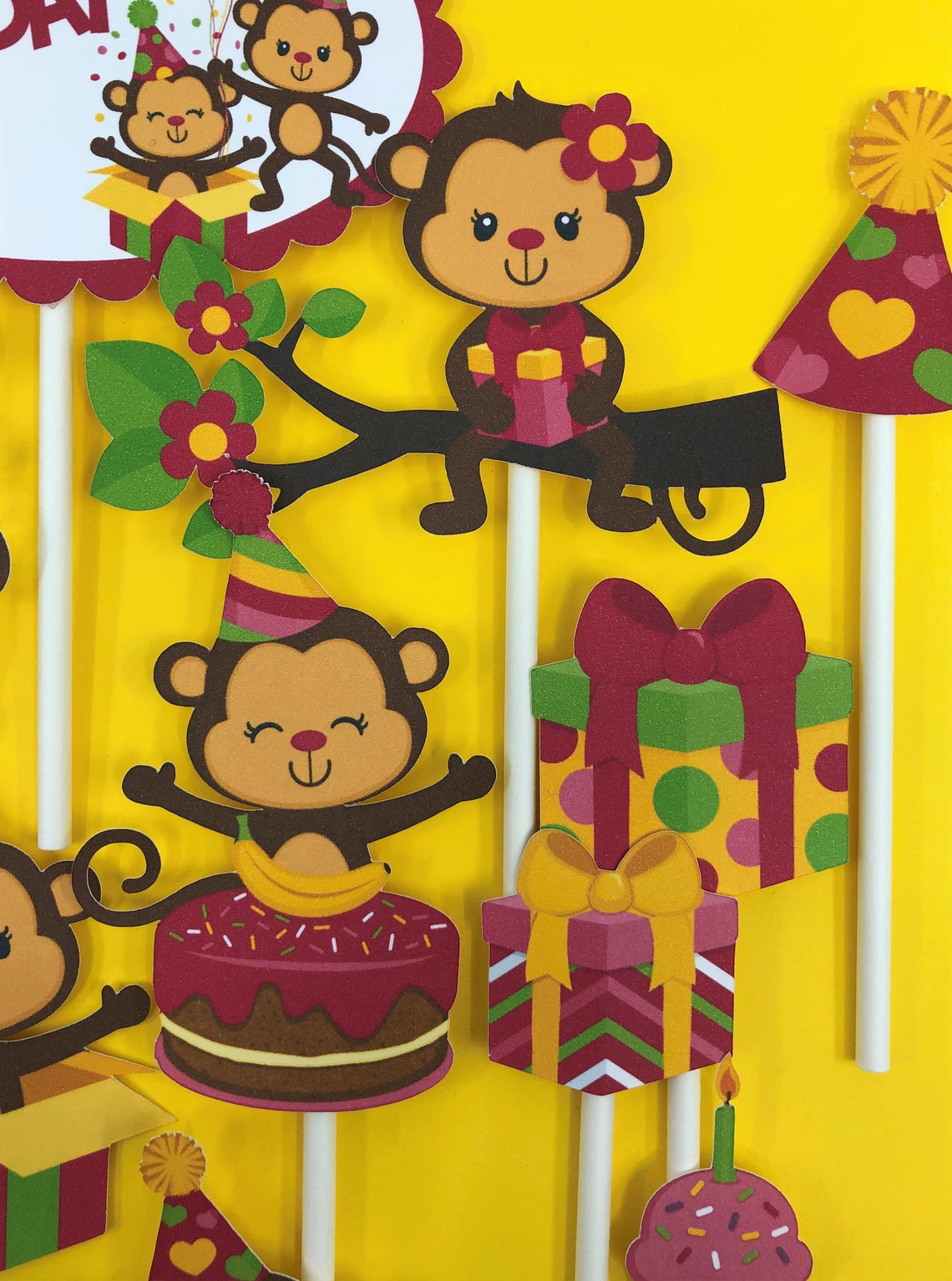 Monkey Cupcake Toppers Monkey Birthday Toppers Monkey - Etsy
