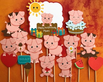 Pig Face Cake Topper Cake Topper Pig Theme Party Pig - Etsy