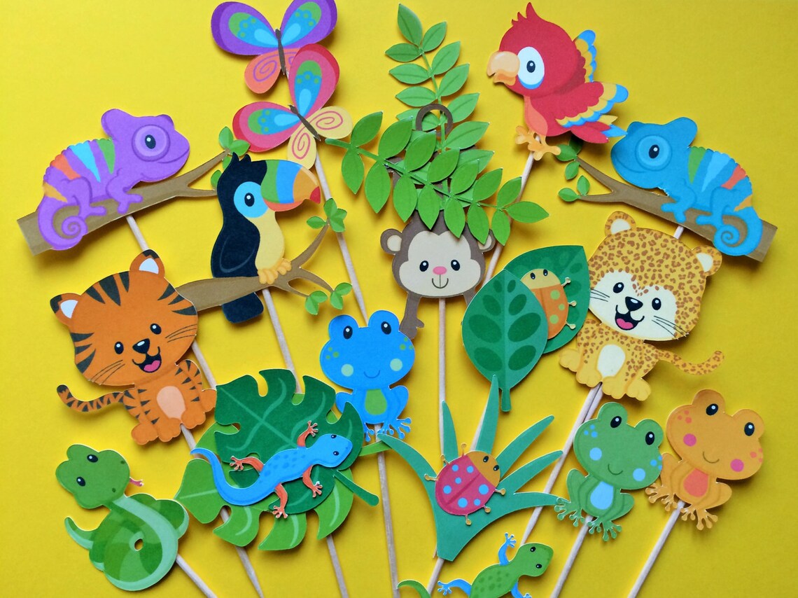 Rainforest Animals Cupcake Toppers Forest Animal Toppers - Etsy
