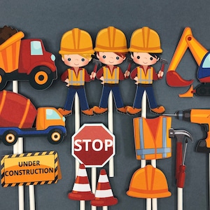 Construction Theme Cupcake Toppers Construction Theme - Etsy