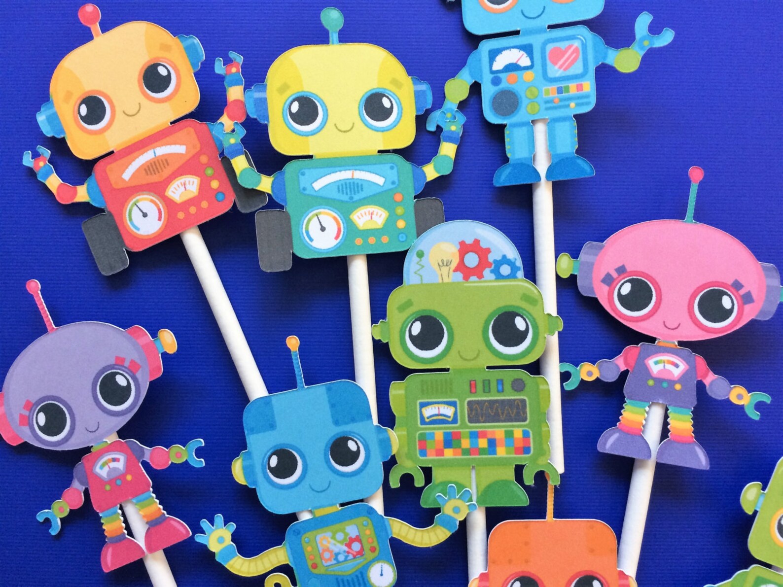 Robots Cupcake Toppers Robot Birthday Party Robots Party - Etsy