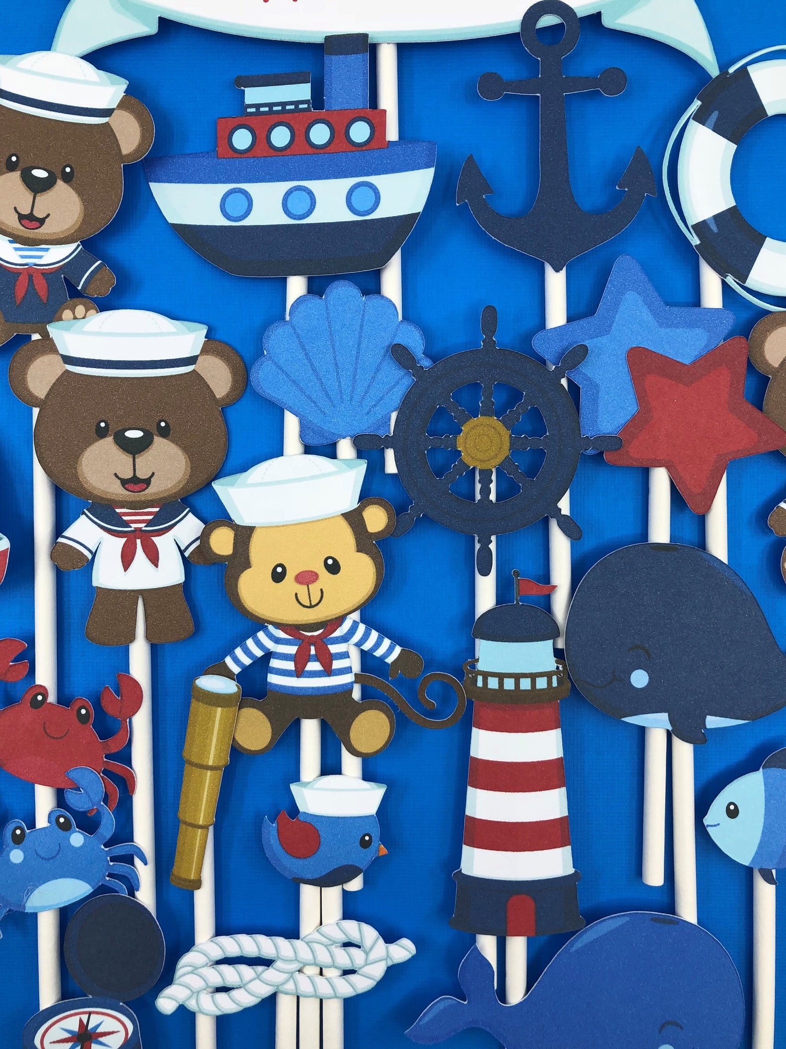 Nautical Cupcake Toppers Sailor Boy Birthday Nautical Theme - Etsy