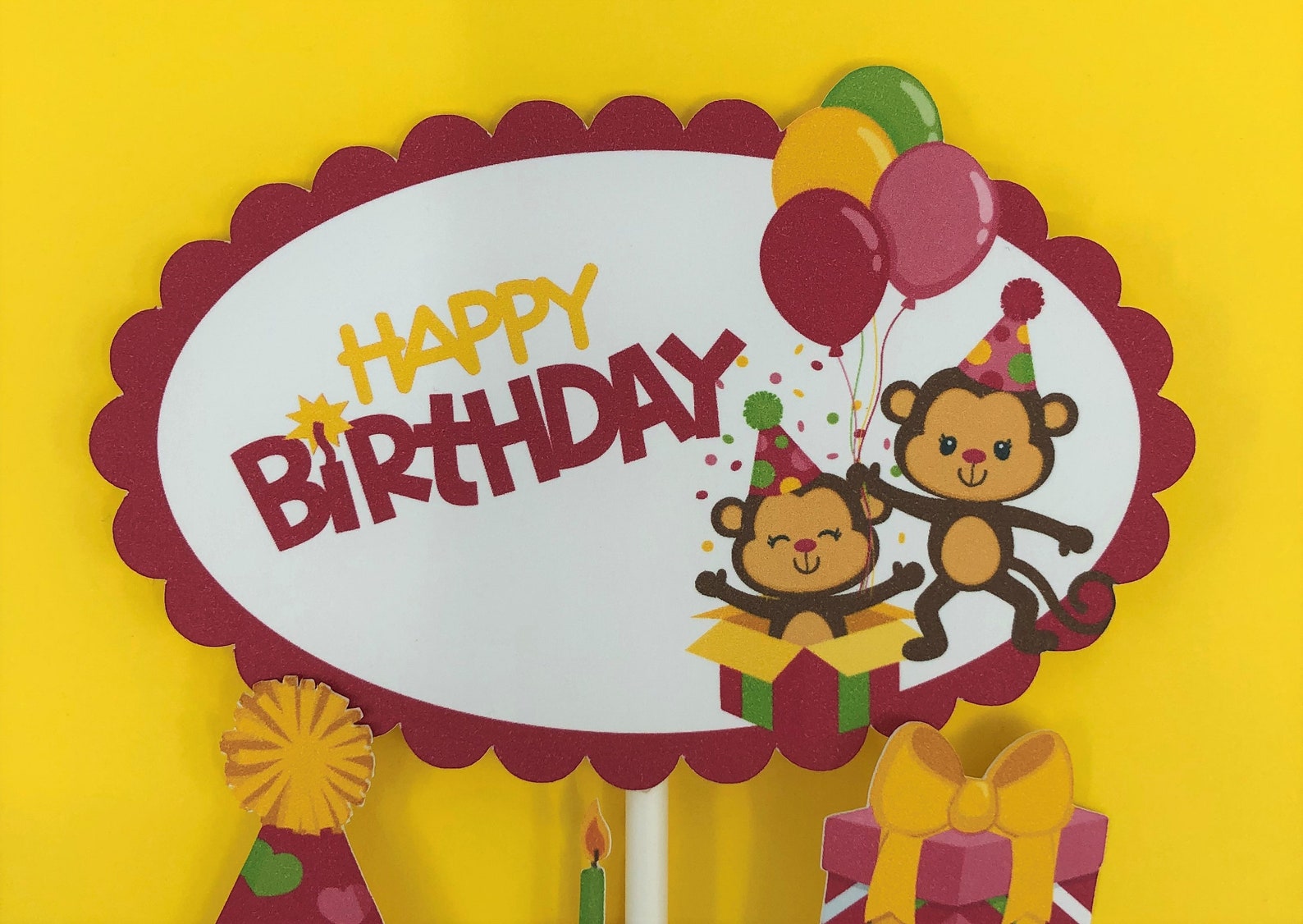 Monkey Cupcake Toppers Monkey Birthday Toppers Monkey - Etsy