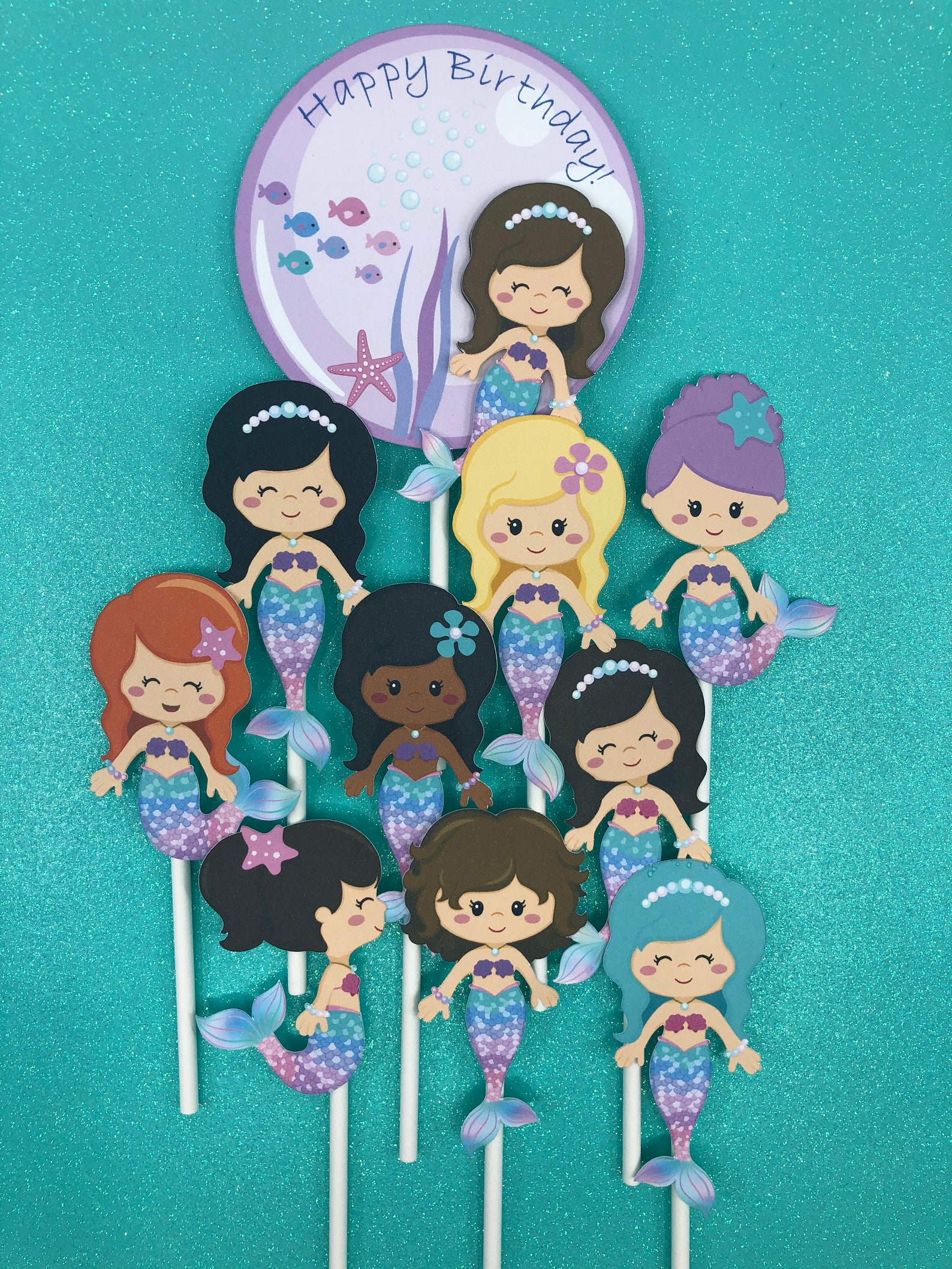 Mermaid Cupcake Toppers Mermaid Party Mermaid Theme Mermaid | Etsy