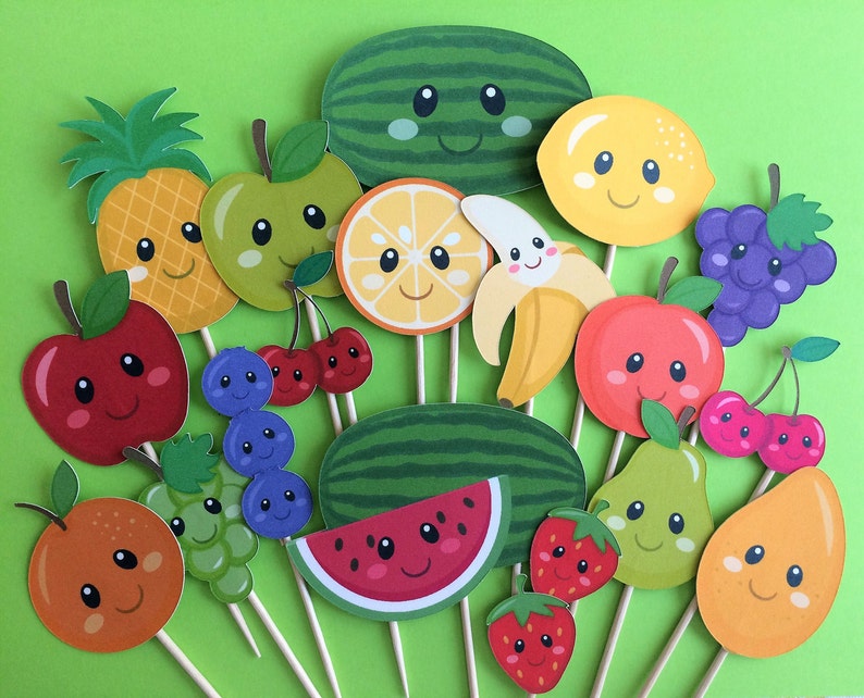 Fruit Cupcake Toppers Fruits Toppers Fruits Cake Topper - Etsy